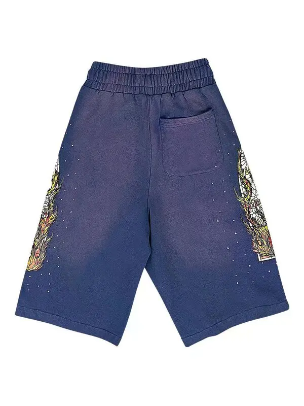 WHO DECIDES WAR Graphic Print Drawstring Shorts