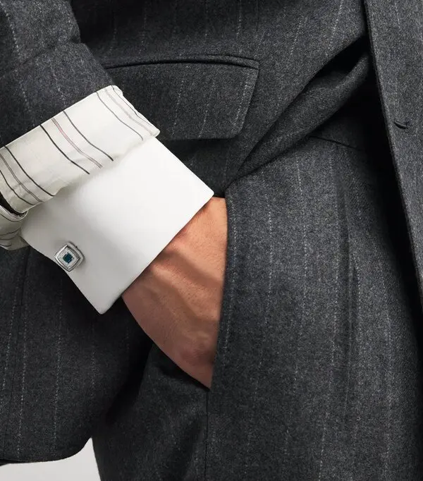 Tateossian Sterling Silver And Topaz Graffiato Cufflinks