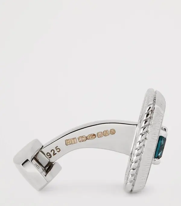 Tateossian Sterling Silver And Topaz Graffiato Cufflinks