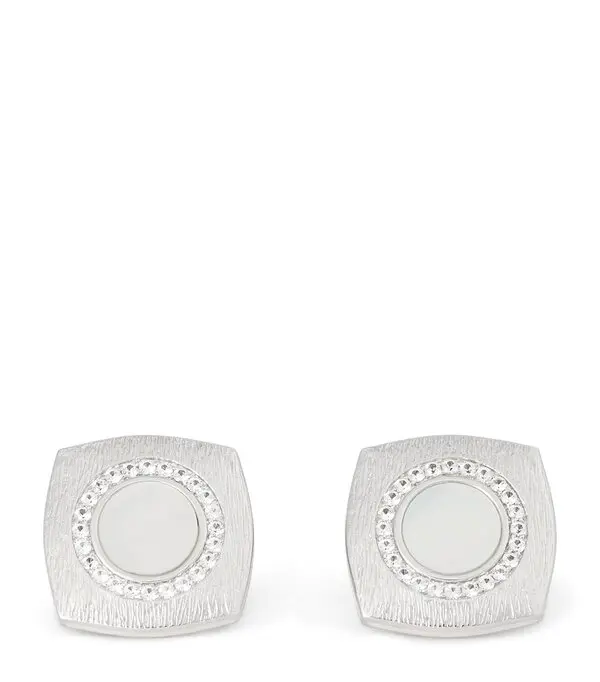 Tateossian Sterling Silver And Sapphire Graffiato Cufflinks - White