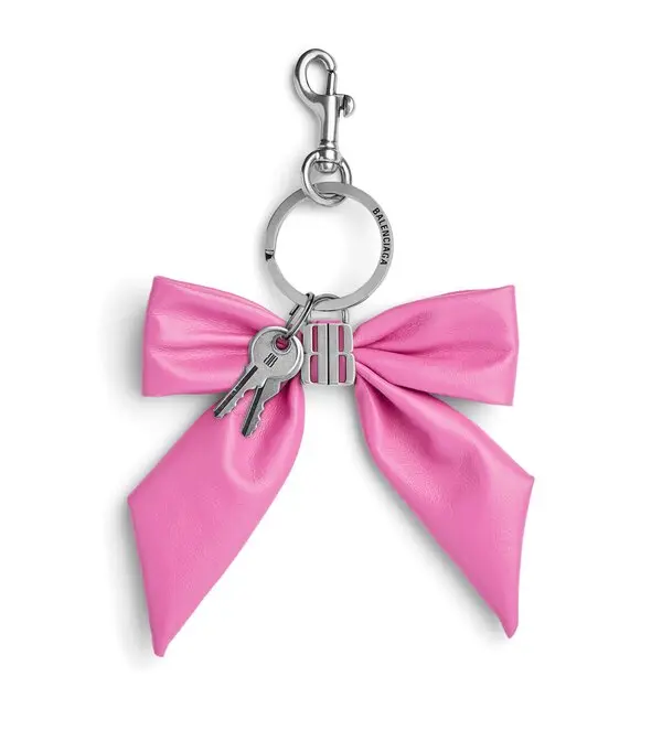 Balenciaga Leather Clémence Bow Keyring - Purple