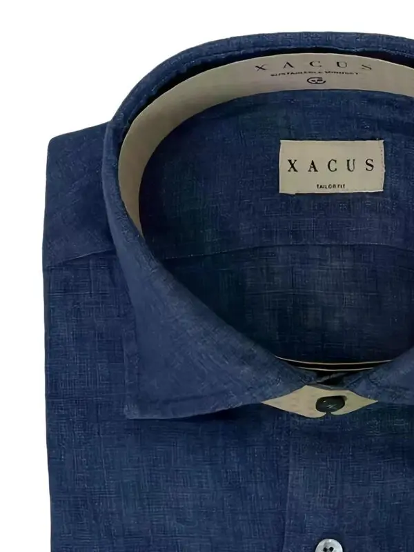 XACUS Point-collar Buttoned Shirt - Blue