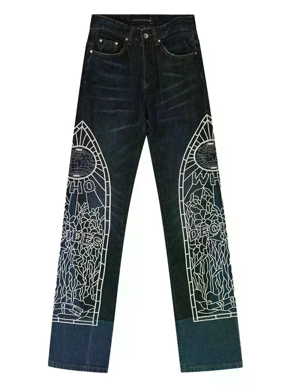 WHO DECIDES WAR BY EV BRAVADO Embroidered Five-pocket Jeans