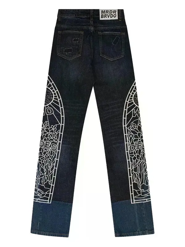WHO DECIDES WAR BY EV BRAVADO Embroidered Five-pocket Jeans