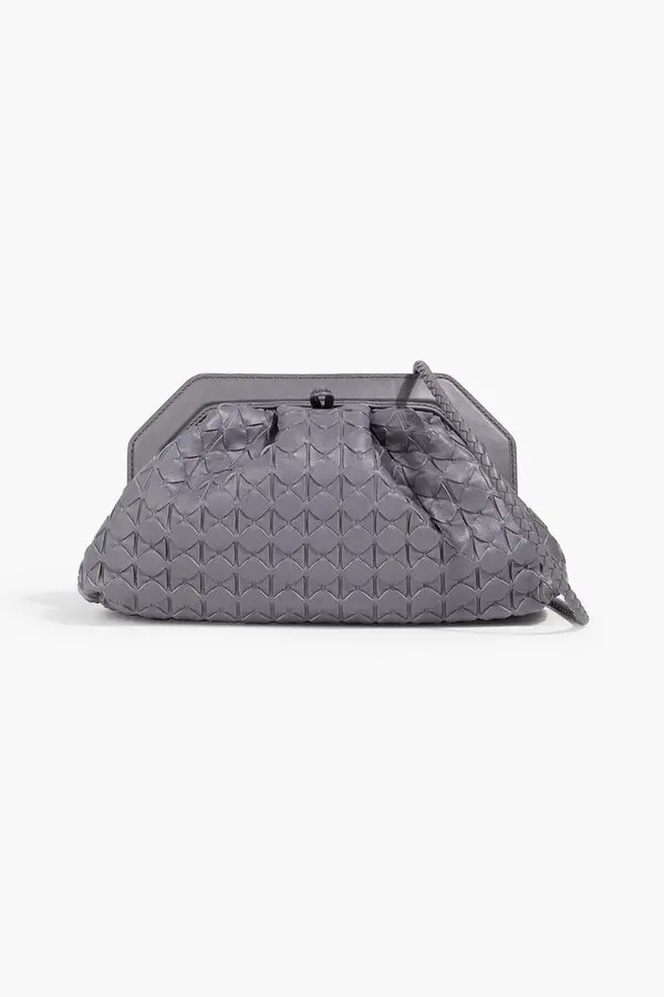 SERAPIAN Woven Leather Clutch - Anthracite