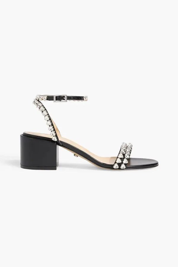 Mach & Mach Audrey Crystal-embellished Leather Sandals