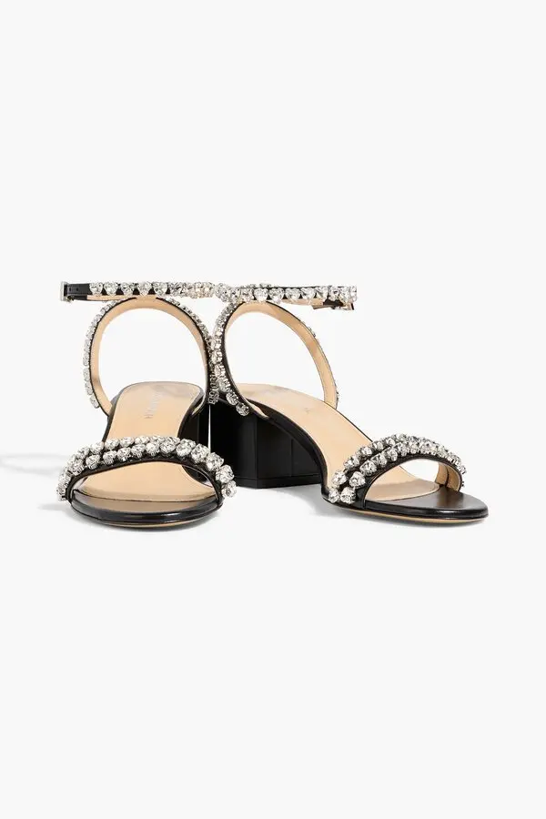 Mach & Mach Audrey Crystal-embellished Leather Sandals