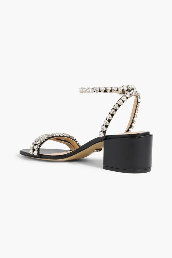 Mach & Mach Audrey Crystal-embellished Leather Sandals
