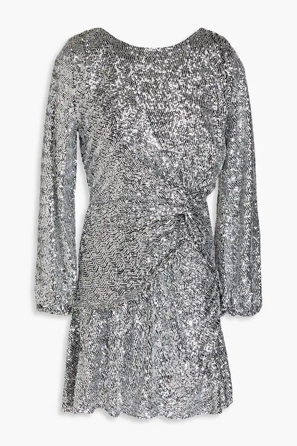 Maje Twisted Sequined Mini Dress