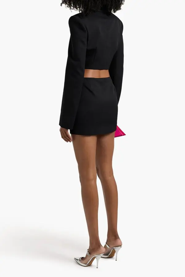 AREA Embellished Wool-twill Mini Skirt - Black