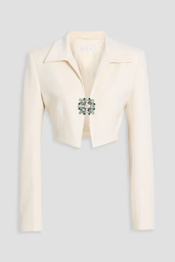 AREA Cropped Wool-twill Jacket - Cream