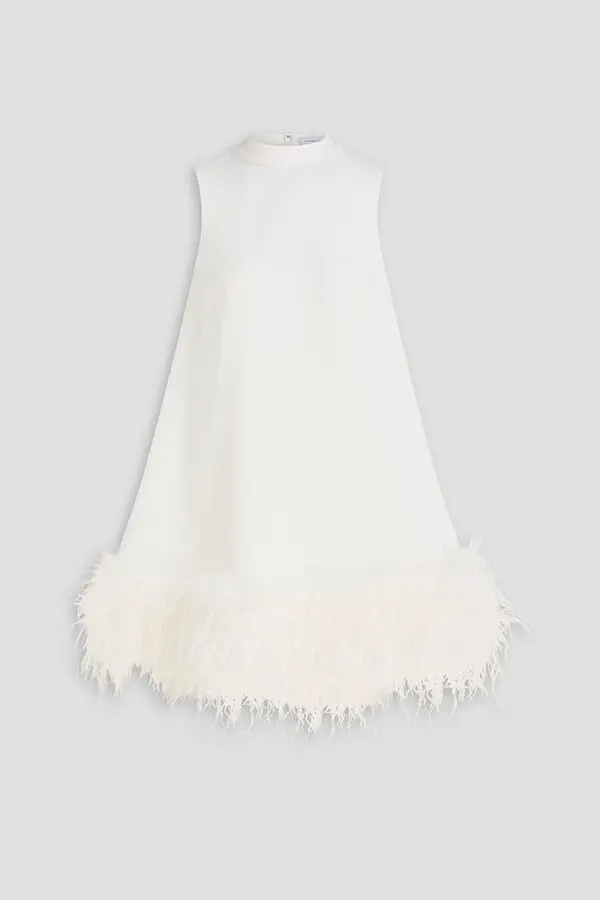 Rachel Gilbert Linc Feather-embellished Mini Dress - White