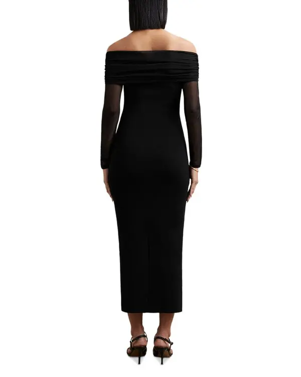 Buy REISS Angelica Sheer Sleeve Midi Dress - Black At 55% Off | Editorialist