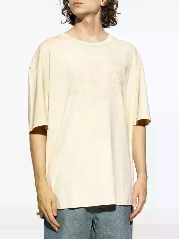 MAISON MARGIELA Logo-embroidered T-shirt - Neutrals