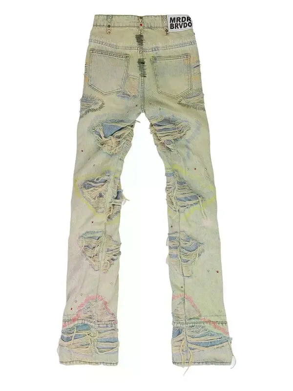 WHO DECIDES WAR BY EV BRAVADO Distressed Jeans