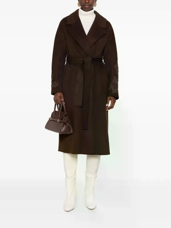 ERMANNO FIRENZE Floral-embroidery Belted Coat