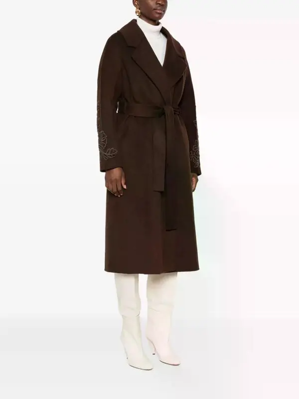 ERMANNO FIRENZE Floral-embroidery Belted Coat
