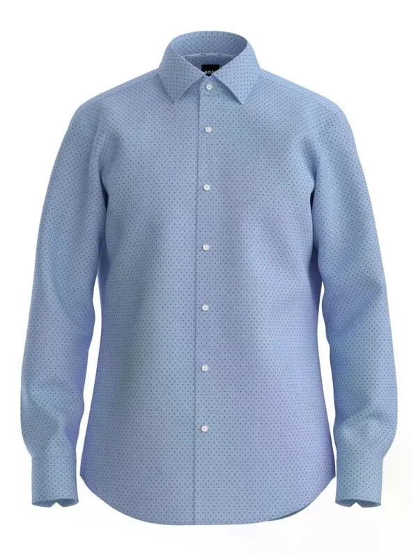 BOSS Geometric-pattern Long-sleeved Shirt - Blue