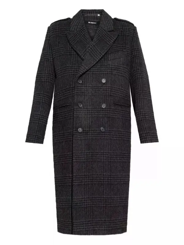 MISBHV Checked Double-breasted Coat - Black