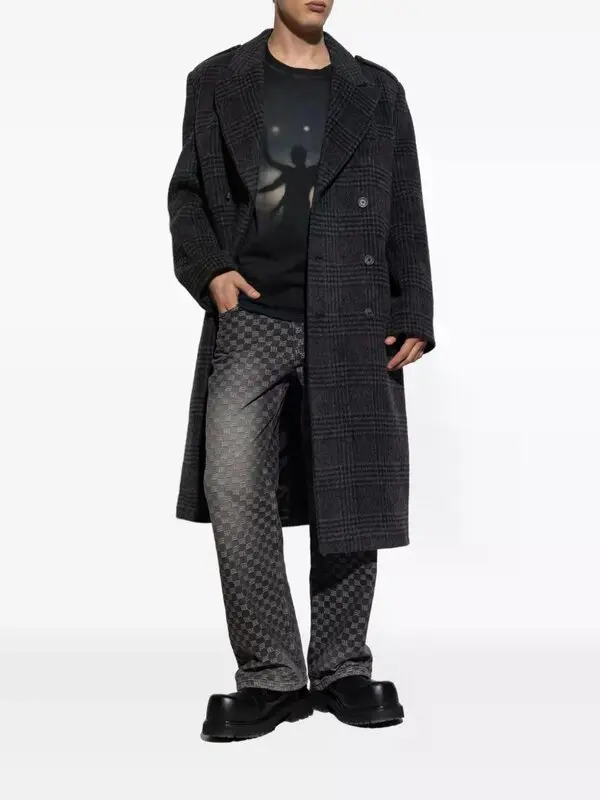 MISBHV Checked Double-breasted Coat - Black