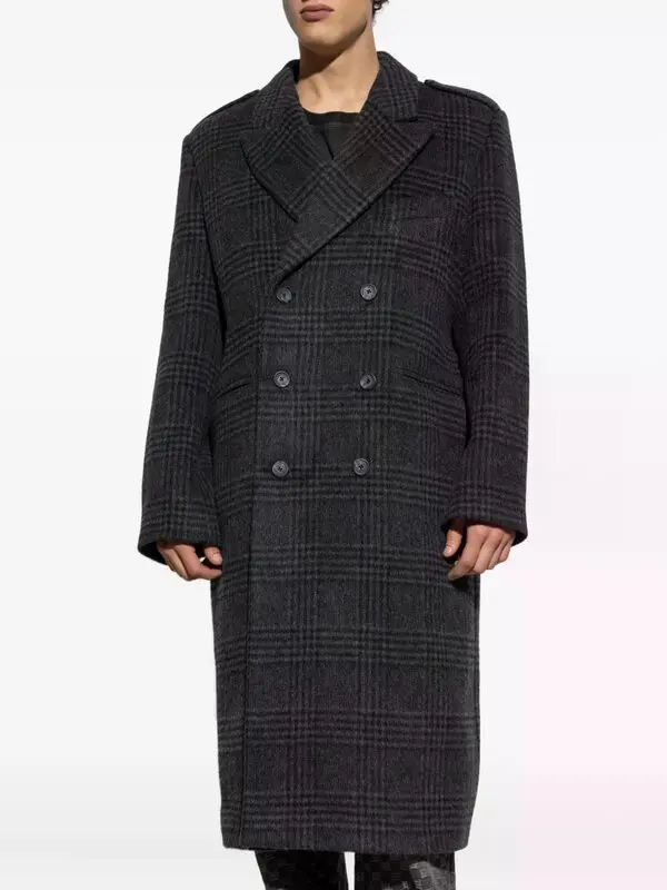 MISBHV Checked Double-breasted Coat - Black