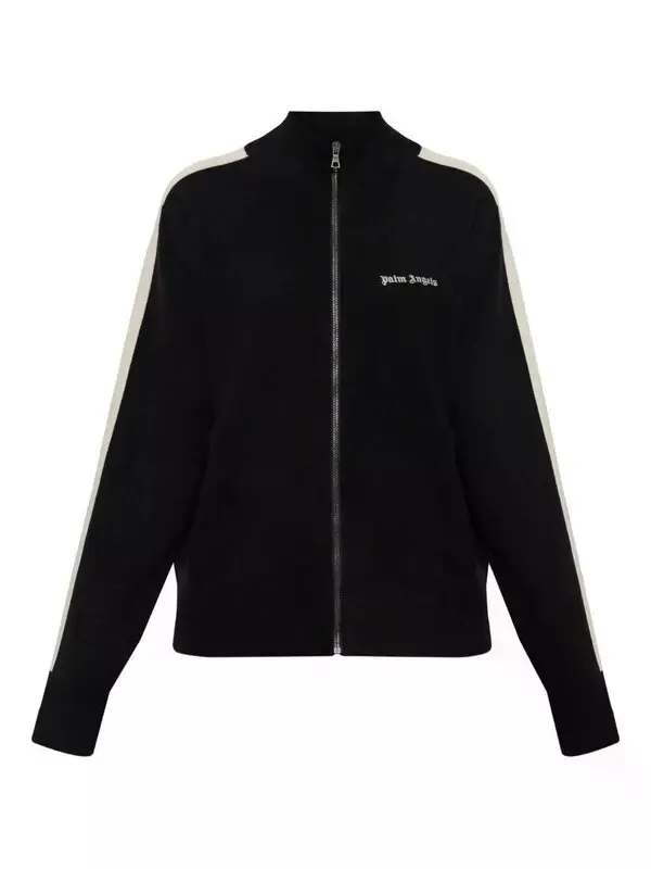 Palm Angels Striped-sleeve Zip-up Sweatshirt - Black