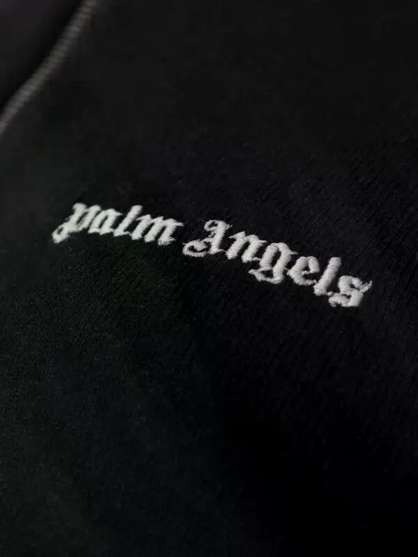 Palm Angels Striped-sleeve Zip-up Sweatshirt - Black