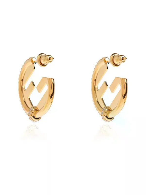 Fendi Logo Embellished Hoop Earrings - Gold