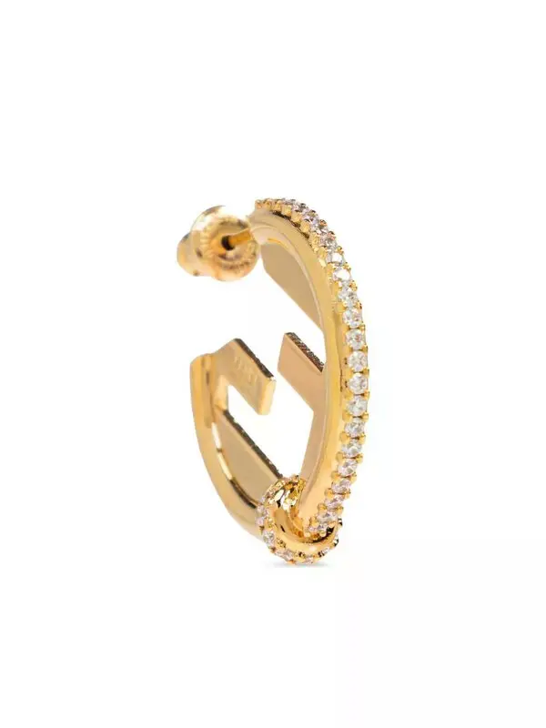 Fendi Logo Embellished Hoop Earrings - Gold