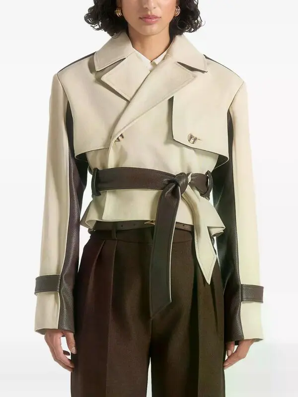 Manière De Voir Cropped Gabardine Trench Coat - Neutrals