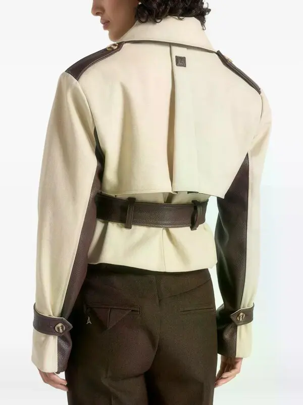 Manière De Voir Cropped Gabardine Trench Coat - Neutrals