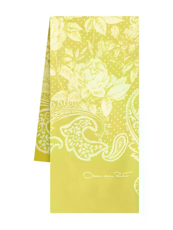 Oscar De La Renta Paisley-print Silk Scarf - Yellow