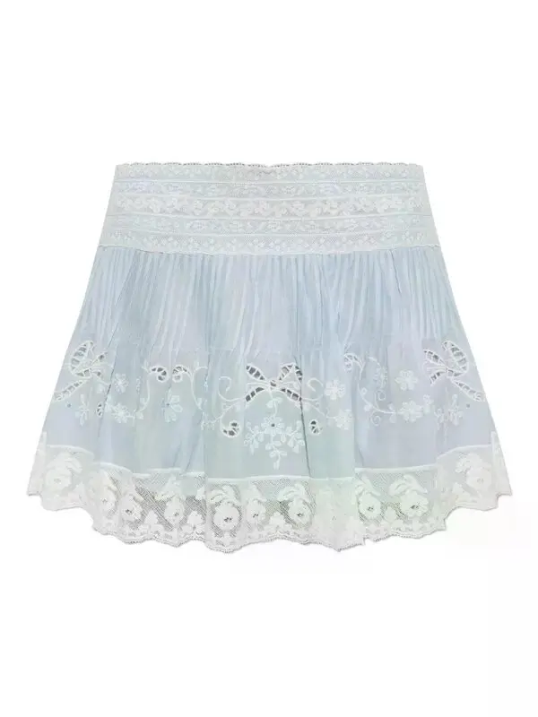 LoveShackFancy Levant Lace-trim Mini Skirt - Blue
