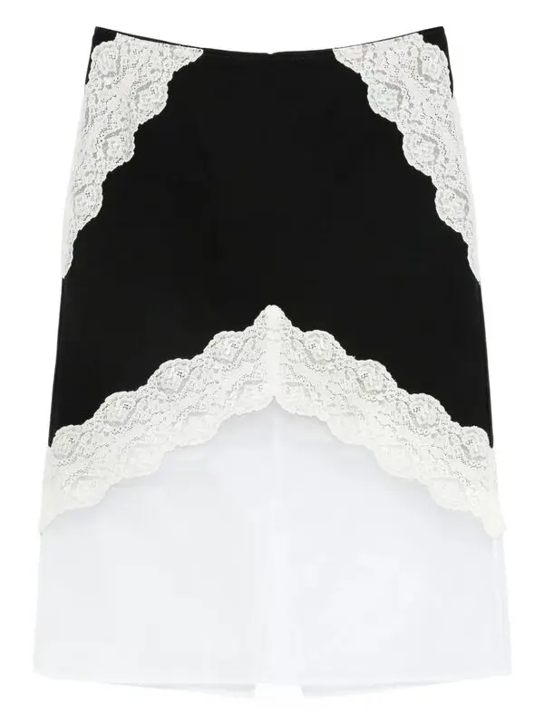JIL SANDER Lace-insert Midi Skirt - Black
