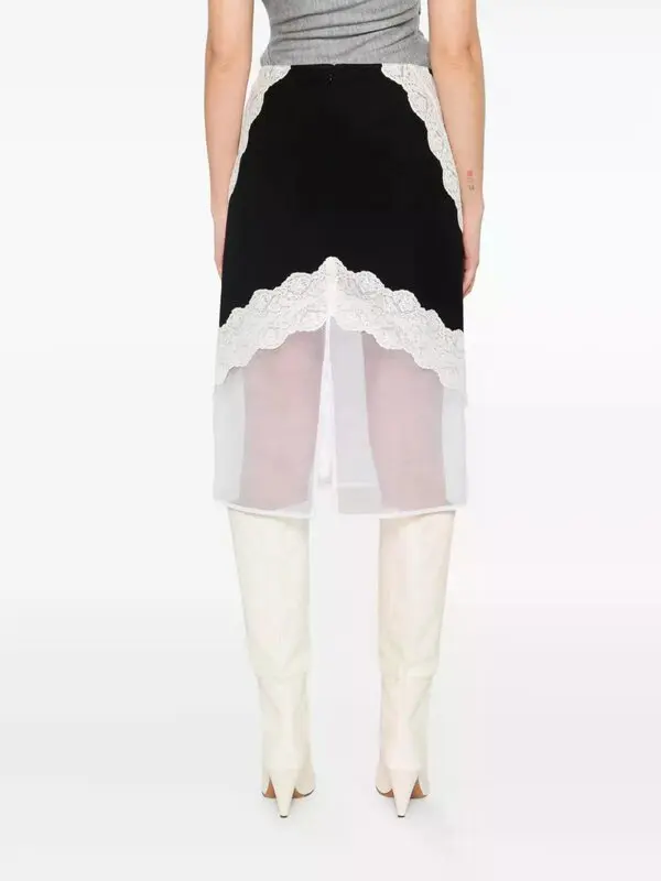 JIL SANDER Lace-insert Midi Skirt - Black