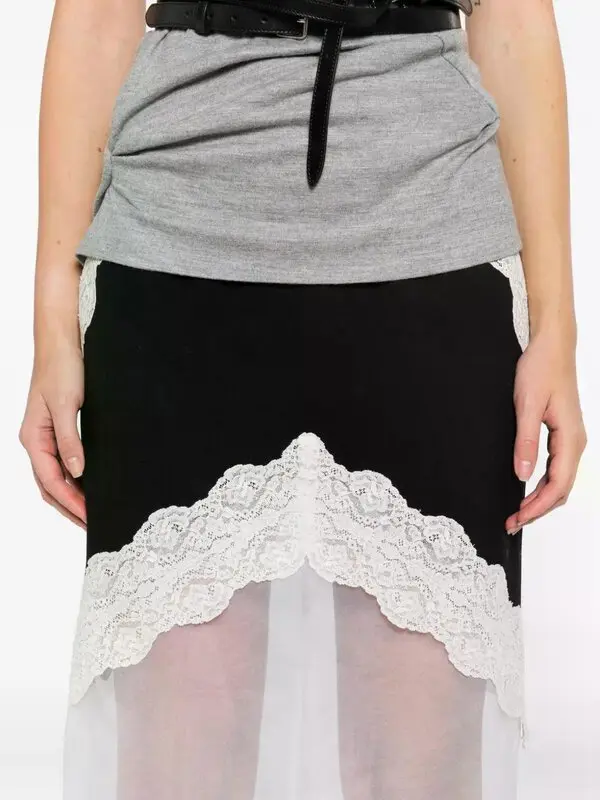 JIL SANDER Lace-insert Midi Skirt - Black