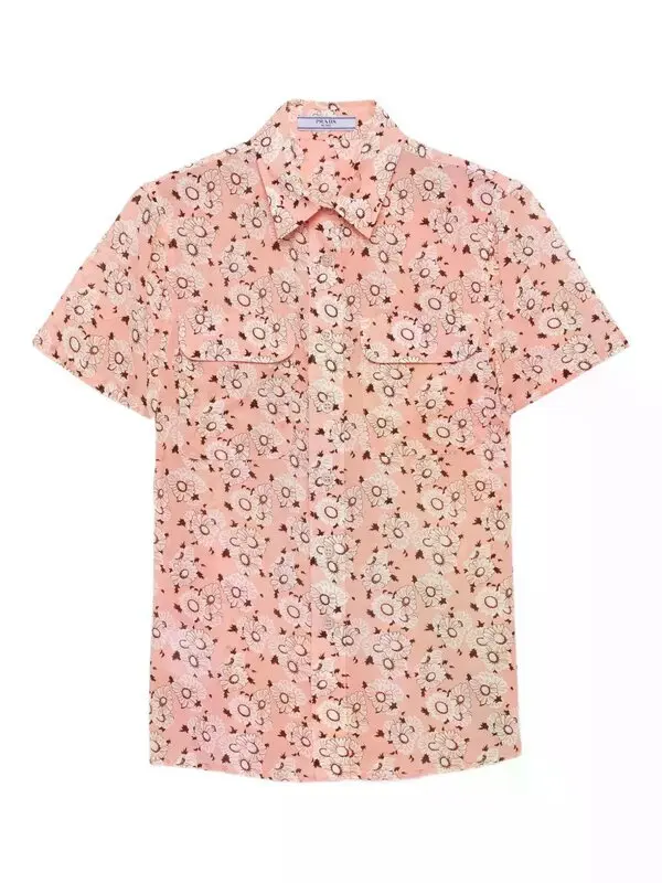 Prada Floral-print Georgette Shirt - Pink