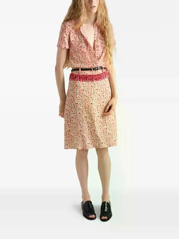 Prada Floral-print Georgette Shirt - Pink