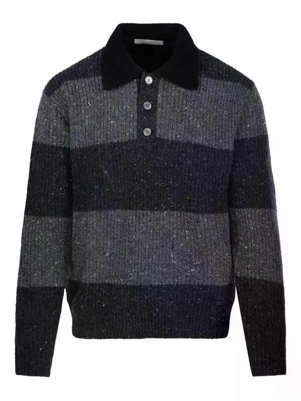 DUNST Striped Knitted Polo Shirt
