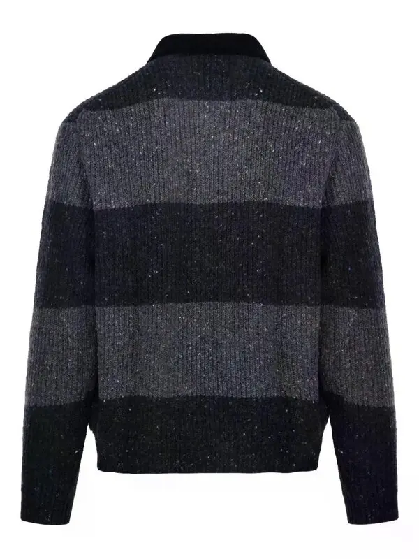 DUNST Striped Knitted Polo Shirt