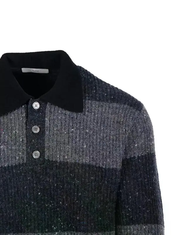 DUNST Striped Knitted Polo Shirt