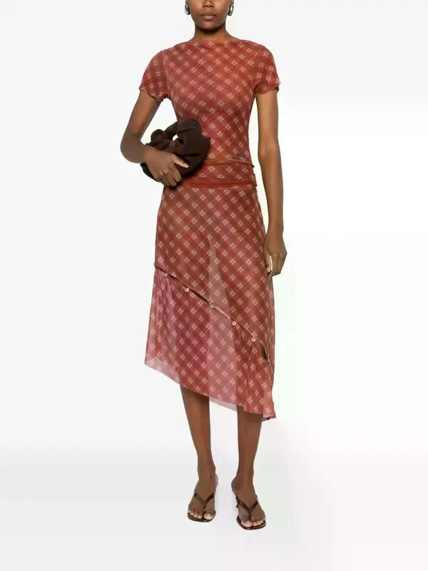 HOUSE OF SUNNY Button-detailed Plaid Skirt