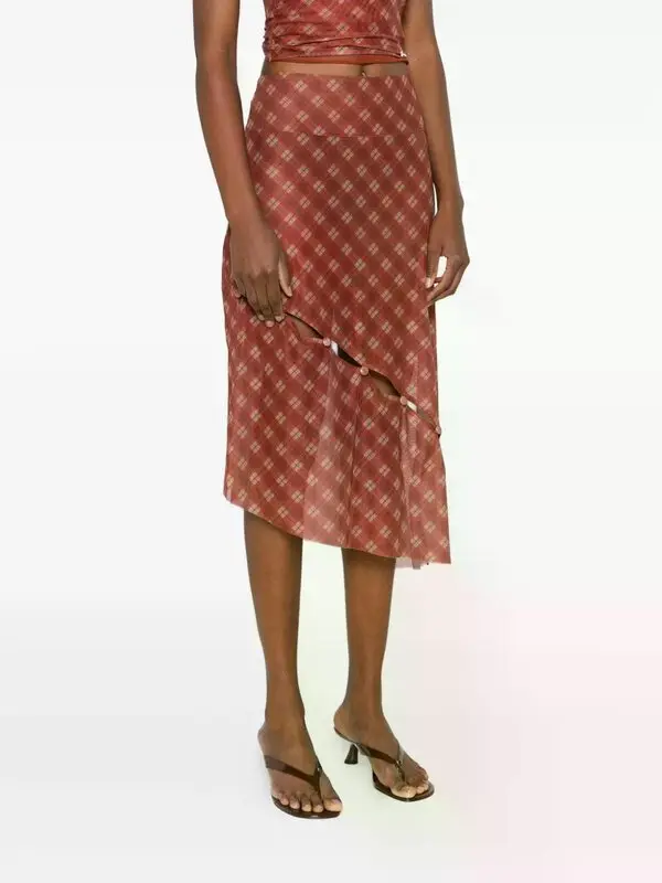 HOUSE OF SUNNY Button-detailed Plaid Skirt
