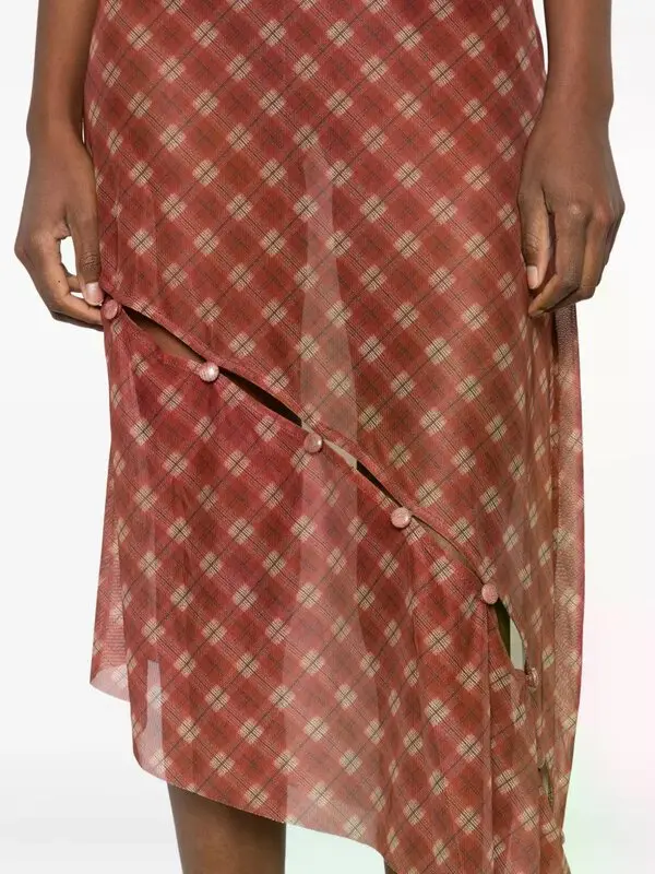 HOUSE OF SUNNY Button-detailed Plaid Skirt