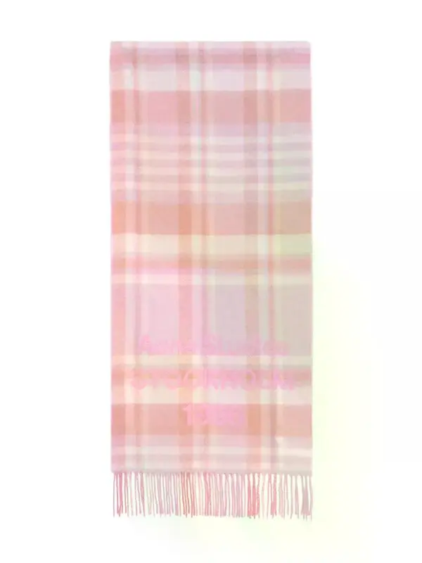 Acne Studios Check Fringed Scarf - Pink