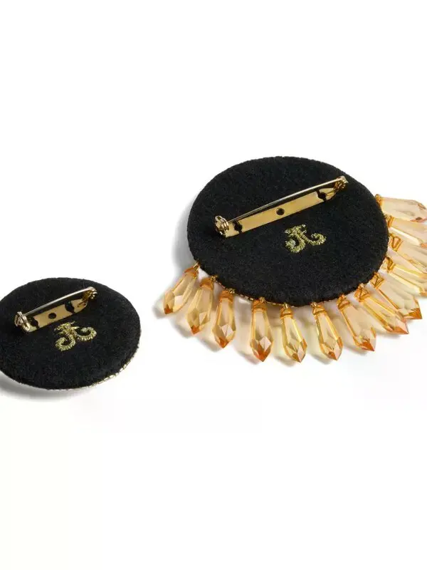 La DoubleJ Pins Set With Beads Embroidery - Silver