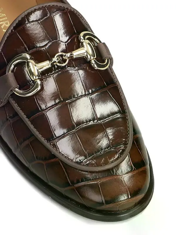 PEDRO MIRALLES Crocodile-effect Horsebit Loafers