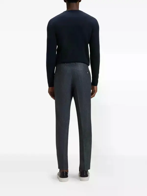 BOSS Virgin Wool Textured Trousers - Blue