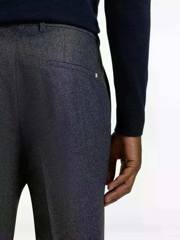 BOSS Virgin Wool Textured Trousers - Blue