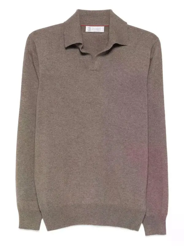 Brunello Cucinelli V-neck Long Sleeve Polo Sweater
